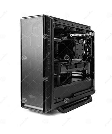 Modern Black Computer System Unit Isolated. Stock Image - Image of ...