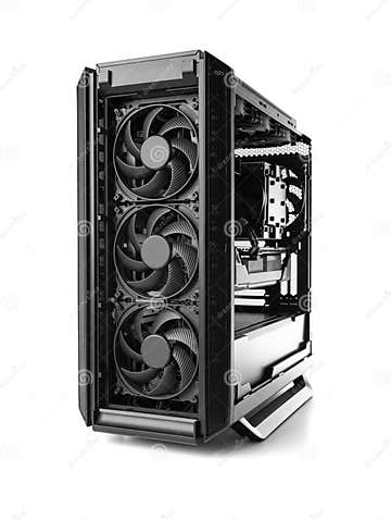 Modern Black Computer System Unit Isolated. Stock Photo - Image of flat ...