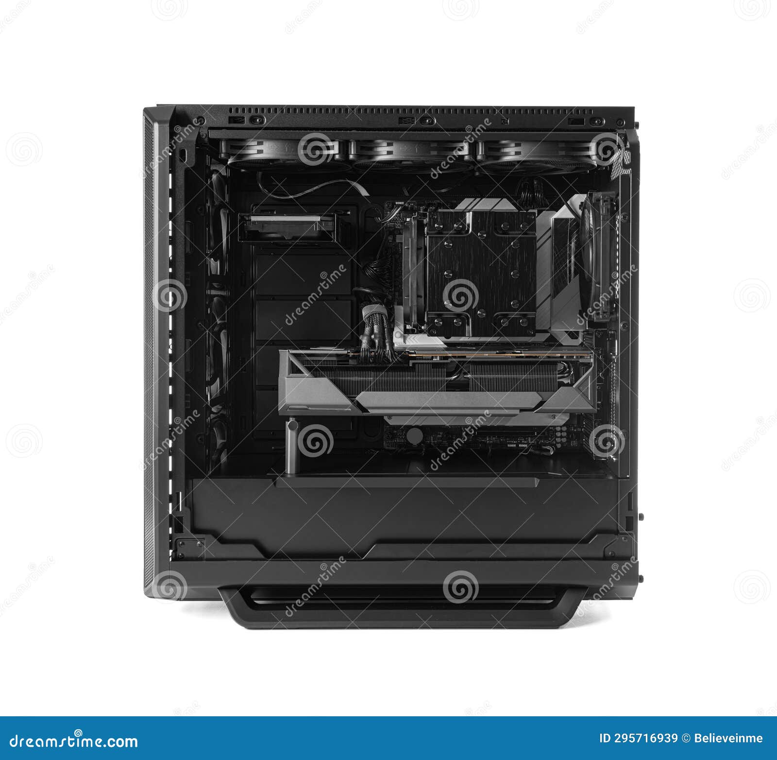 Modern Black Computer System Unit Isolated. Stock Image - Image of ...