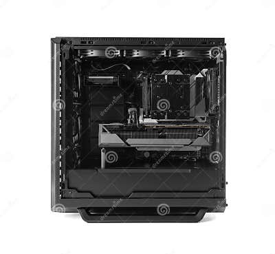 Modern Black Computer System Unit Isolated. Stock Image - Image of ...