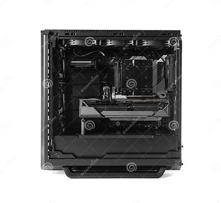 Modern Black Computer System Unit Isolated. Stock Image - Image of ...