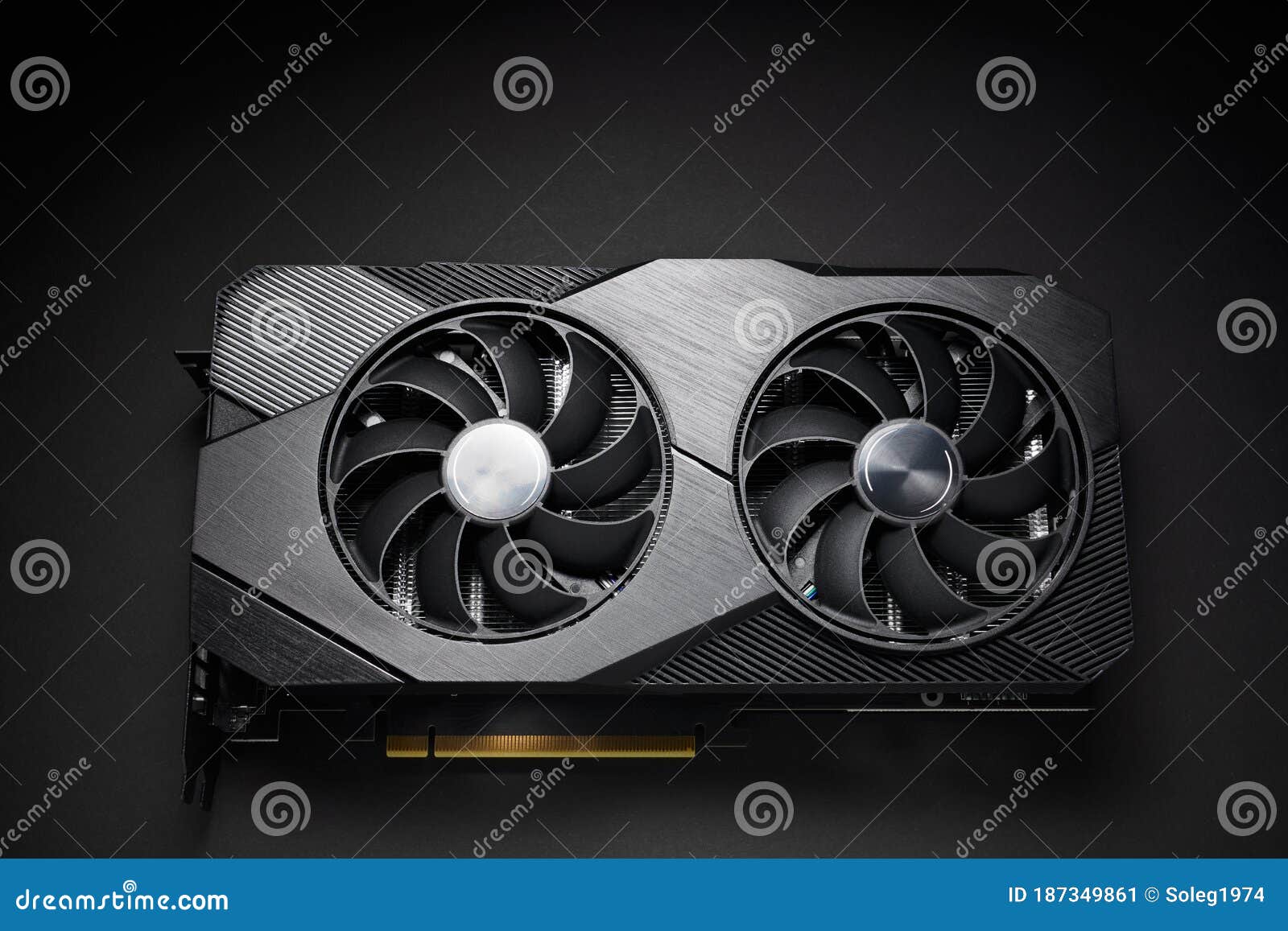 Modern Black Computer Video Card on a Black Background, Deep Shadows ...