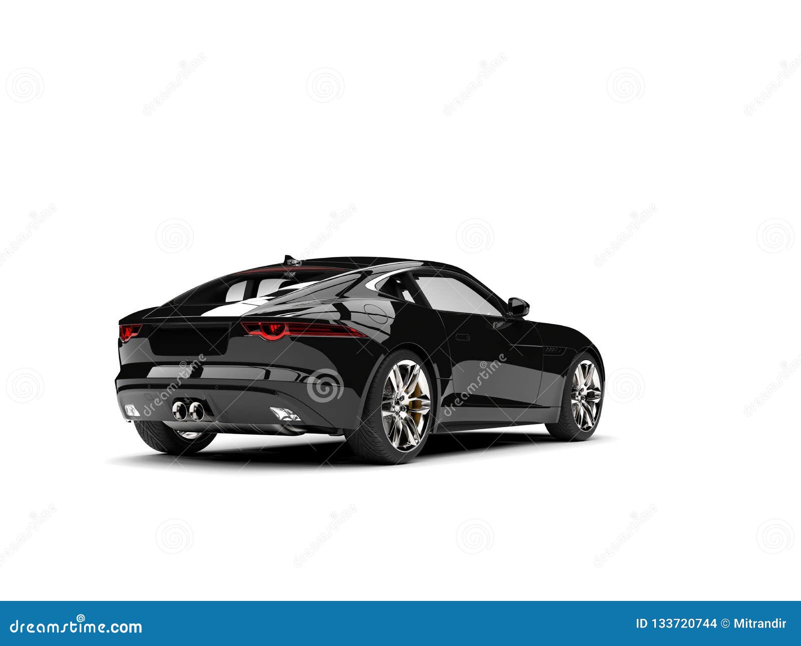 Modern Black Concept Sports Car - Tail View Stock Illustration ...