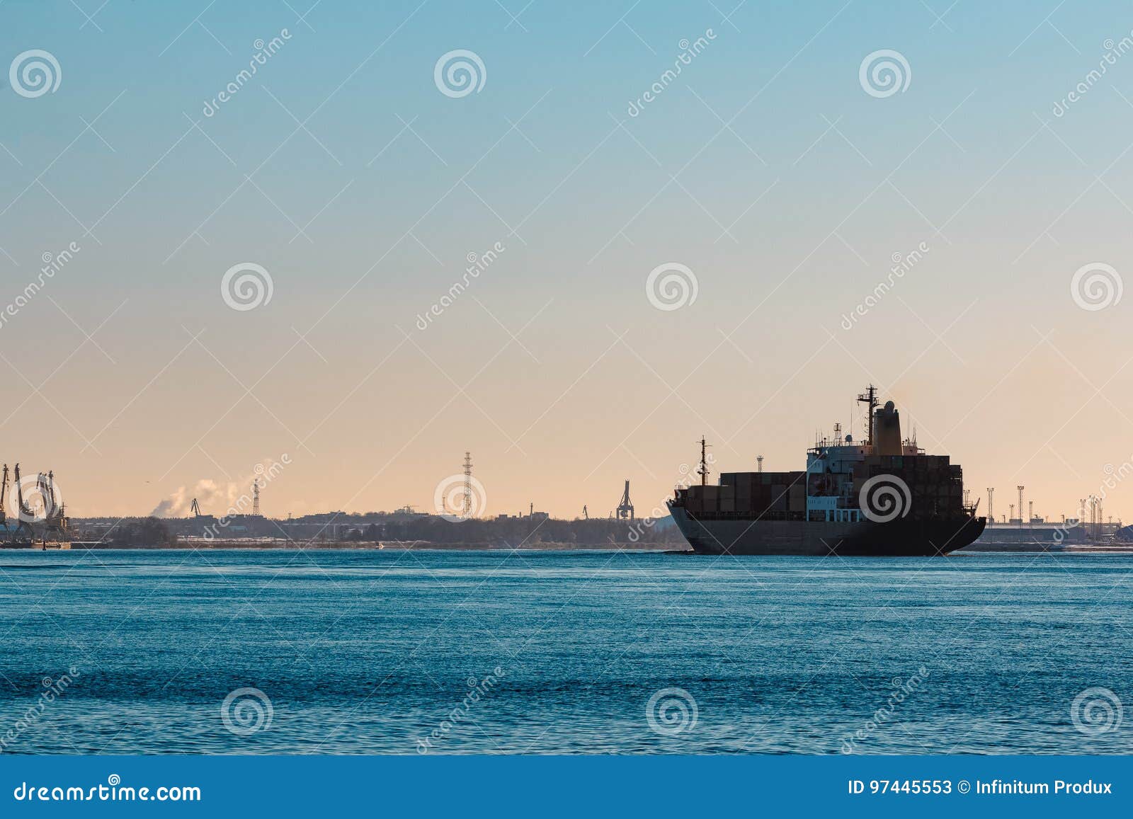 Black cargo ship stock image. Image of metal, vessel - 97445553