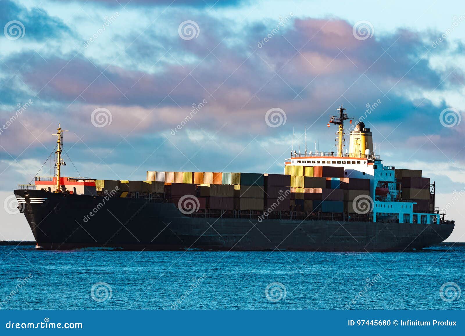 Black cargo ship stock photo. Image of modern, metal - 97445680