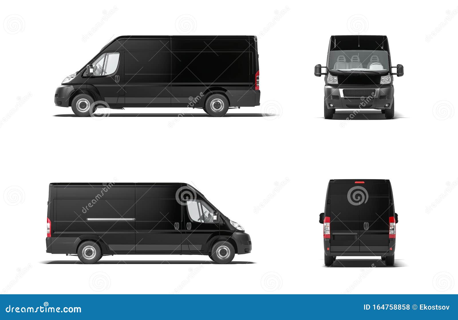 Modern Black Delivery Truck Van on White Background. 3d Rendering. Side ...