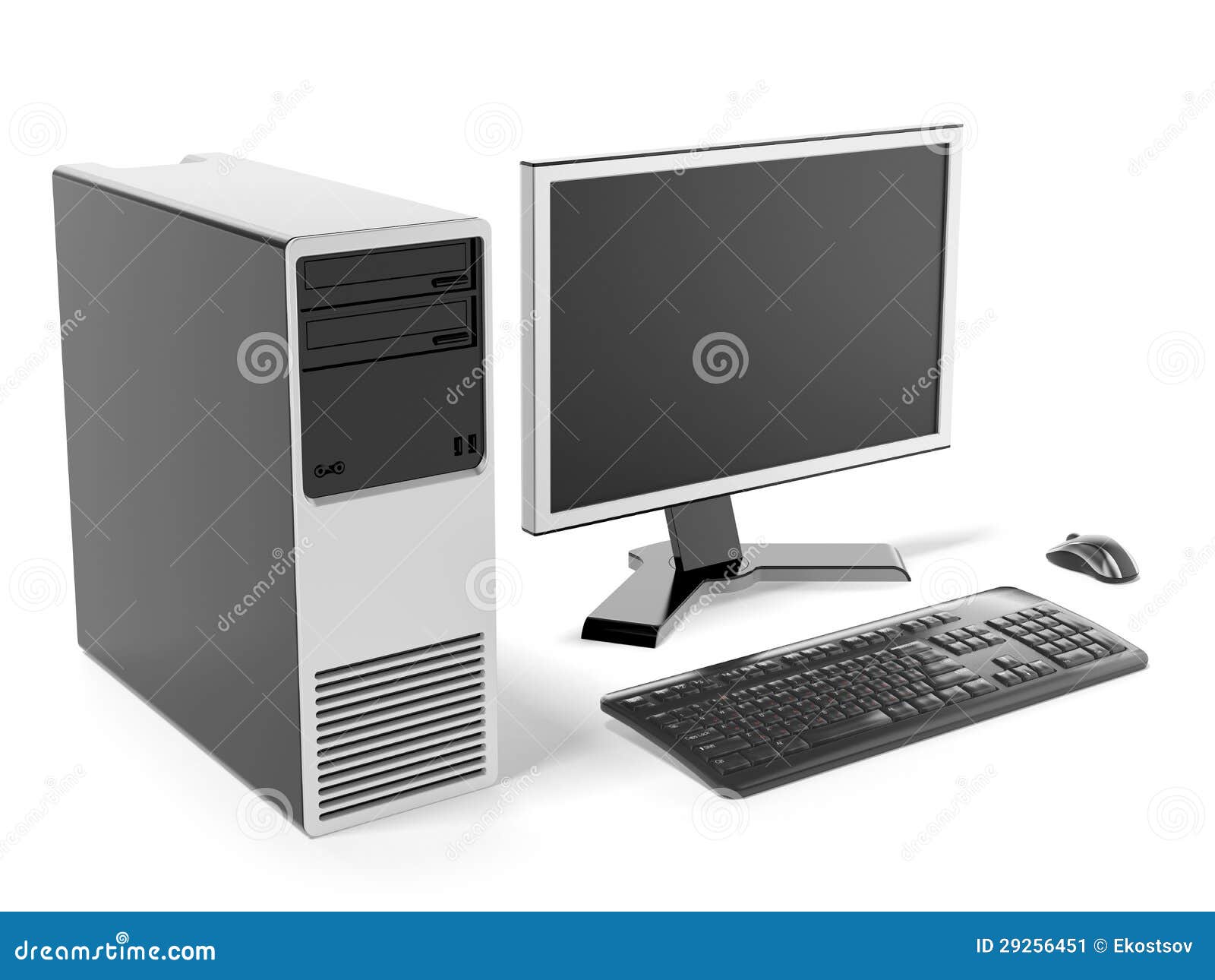 Modern Black Desktop Computer Stock Illustration - Illustration of ...
