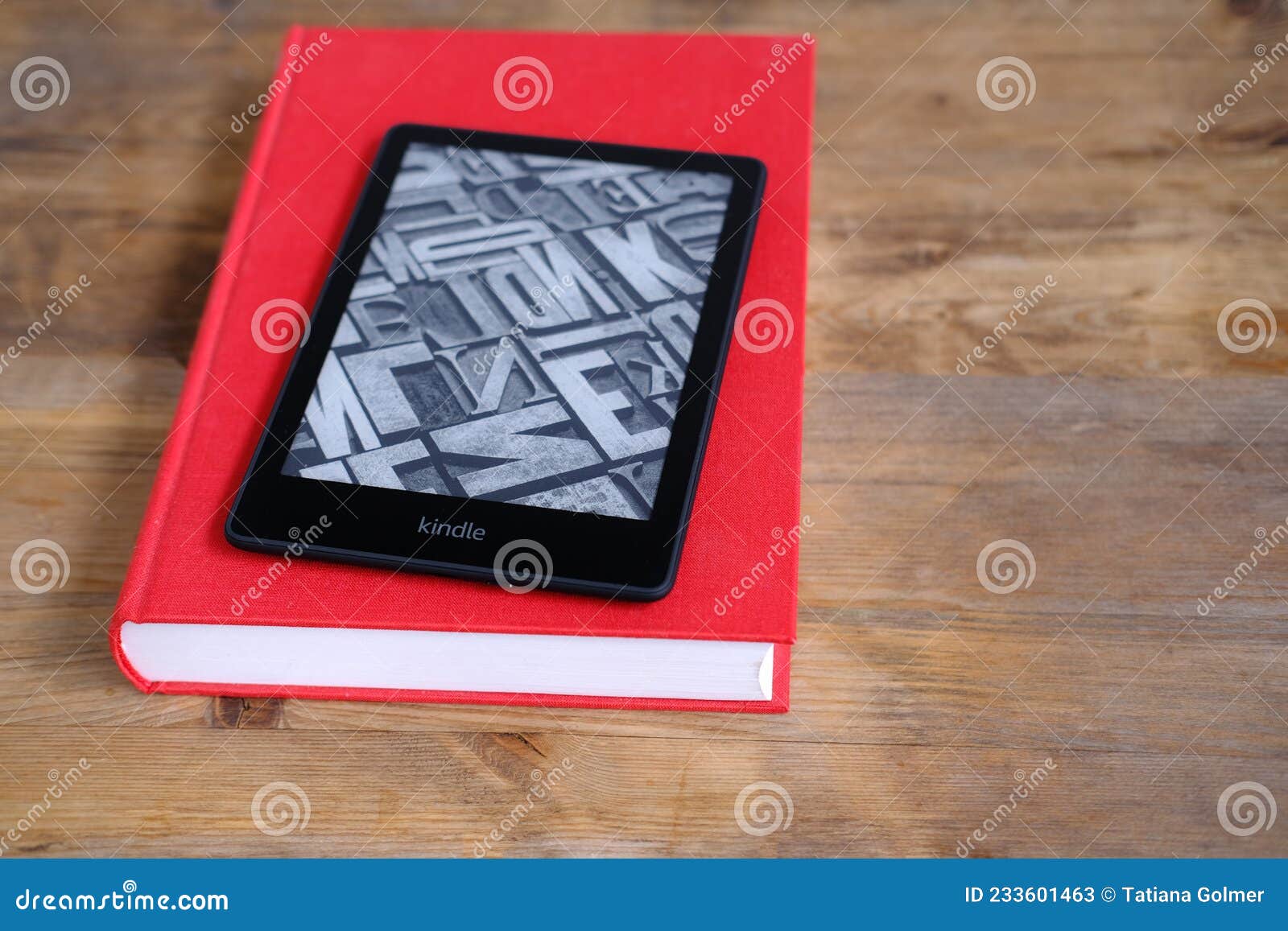 Modern Black E-book Reader, Digital Book Kindle, Tablet Computer Device ...