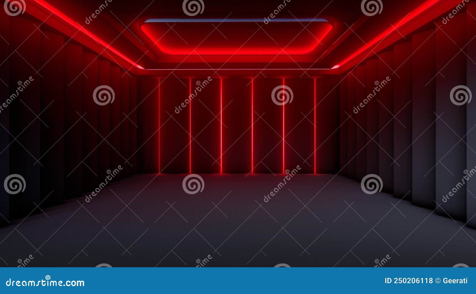 Modern Black Empty Room Interior with Red LED Light, 3d Rendering Stock ...