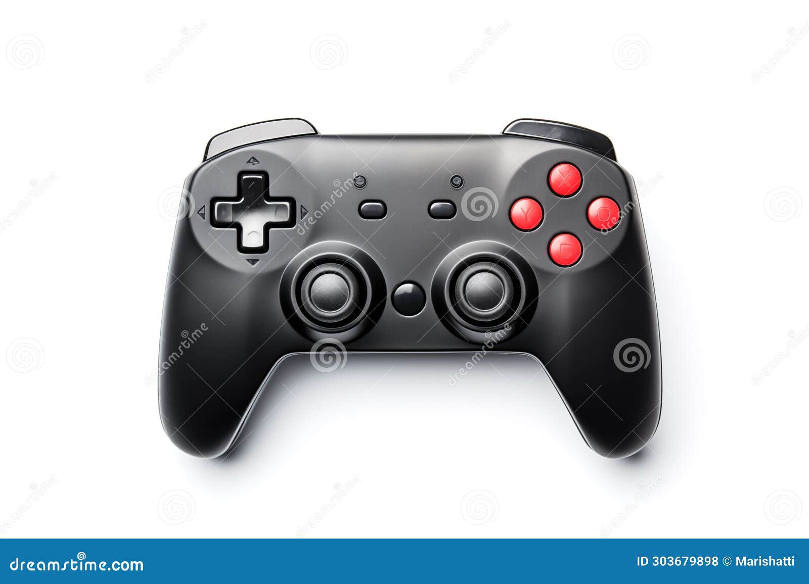 Modern Black Gaming Controller with Red Buttons Stock Illustration ...