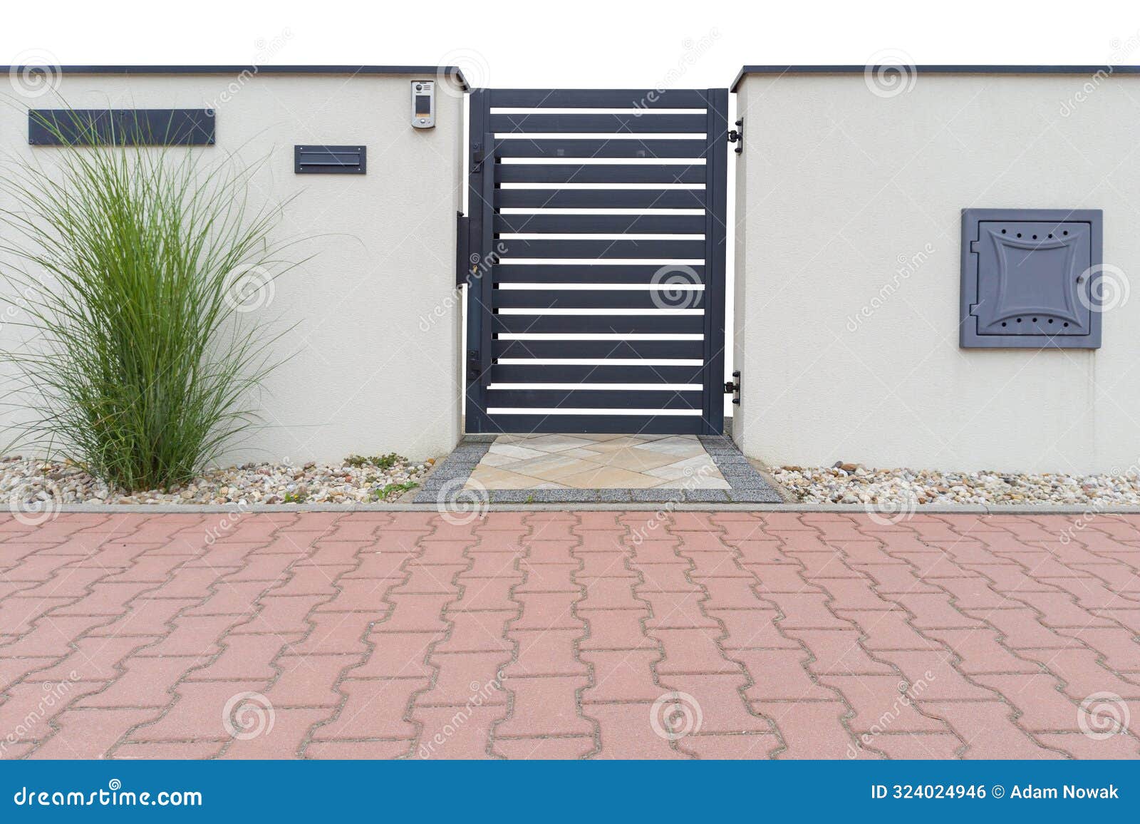 Modern House Gate with Mailbox Stock Photo - Image of property, gated ...