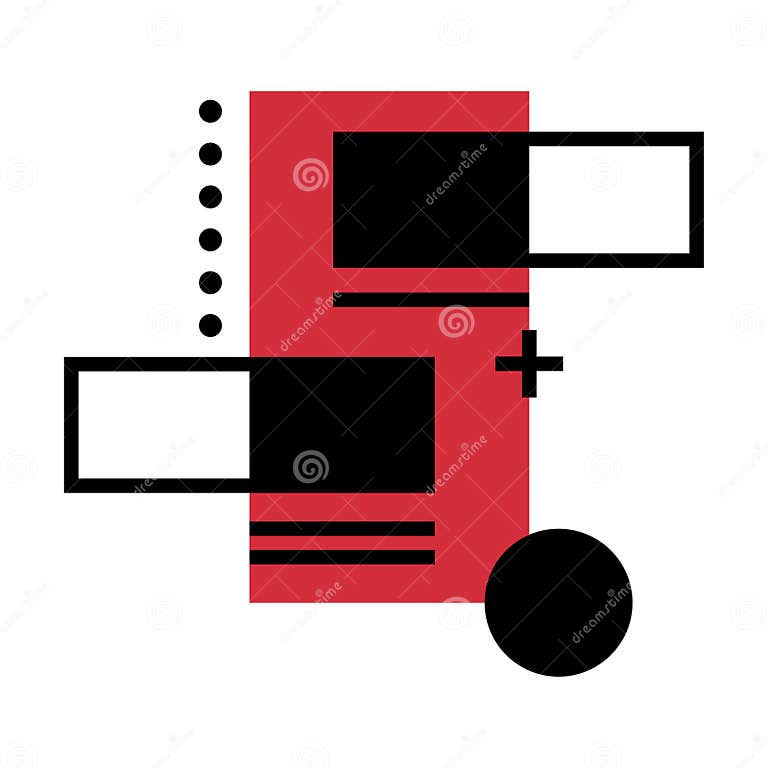 Modern Black Geometric Shapes in Minimal Style and Basic Form with Red ...