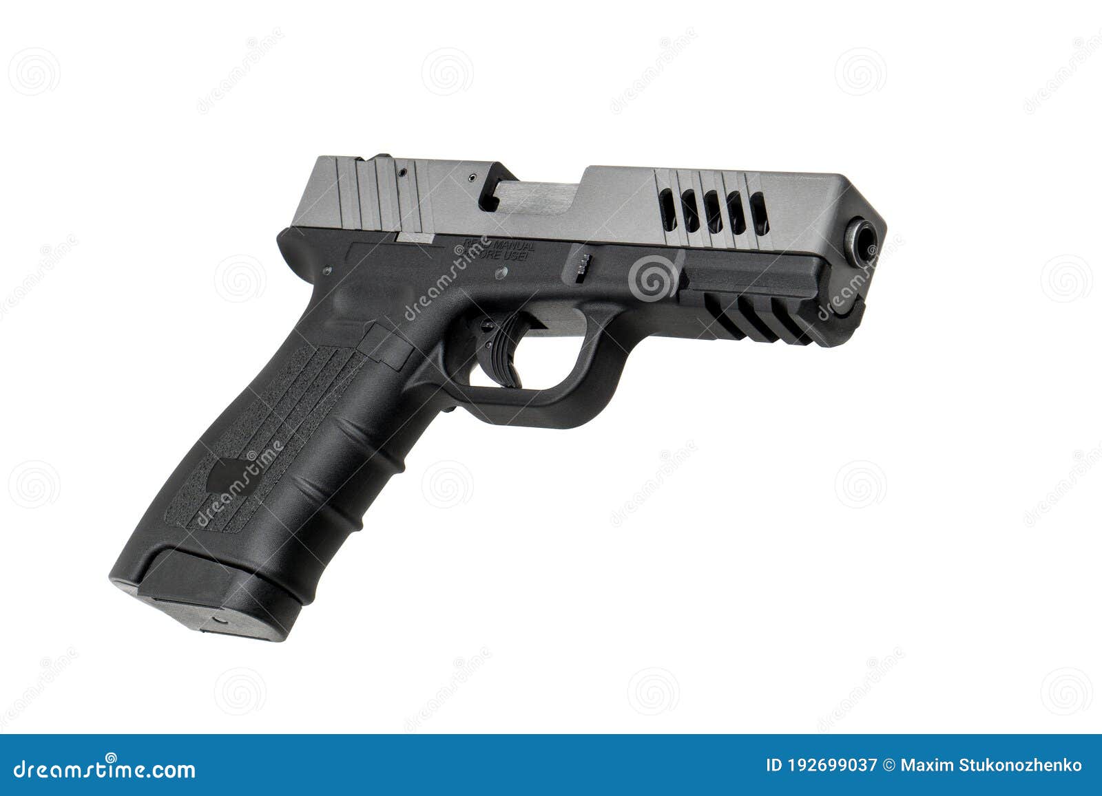 Modern Black-gray Gun Isolate on White Background Stock Image - Image ...