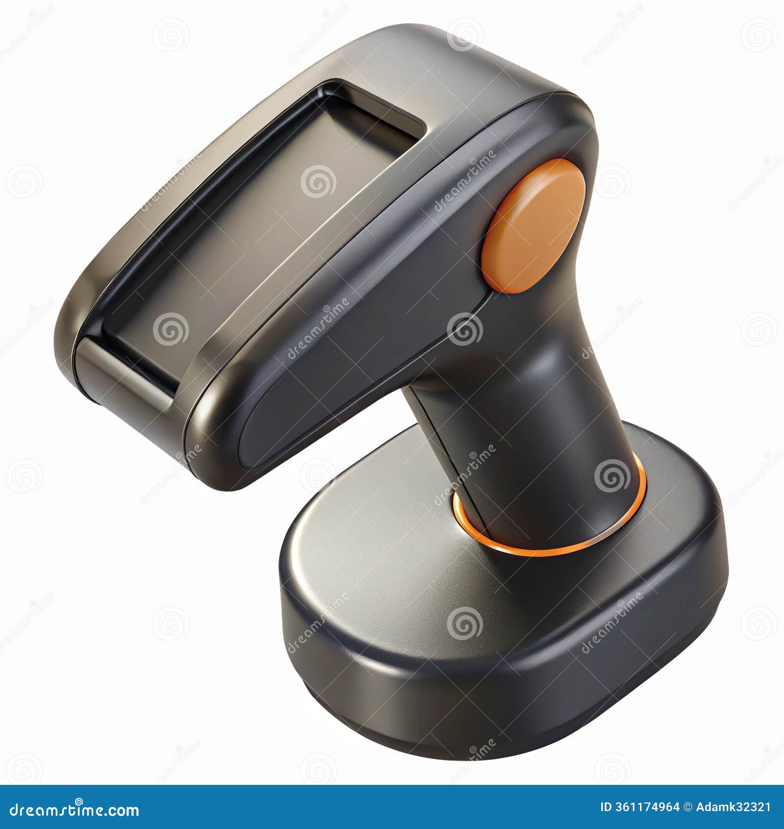 Modern Black Handheld Barcode Scanner with Orange Accent on Transparent ...