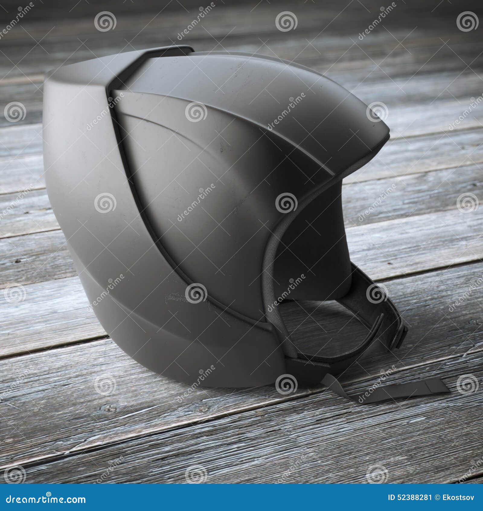 Modern Black Helmet on Wooden Table Stock Image - Image of extreme ...