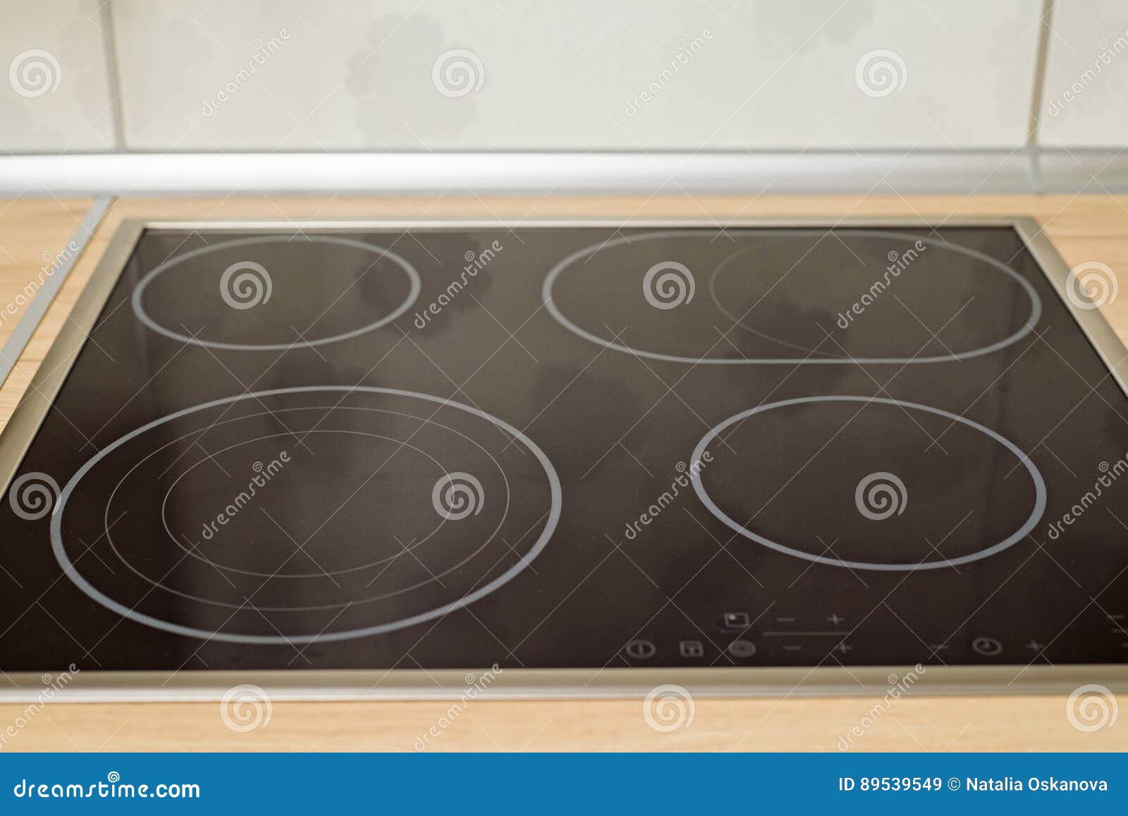 Modern Black Induction Cook Top in Modern Kitchen Stock Image - Image ...
