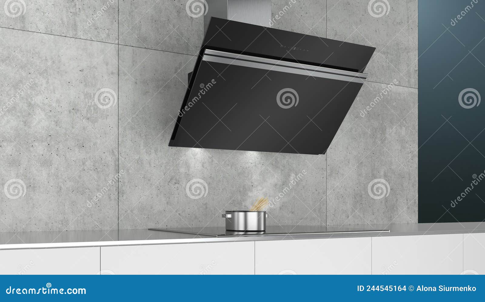 Modern Kitchen Hood on a Kitchen Stock Photo - Image of cooker ...