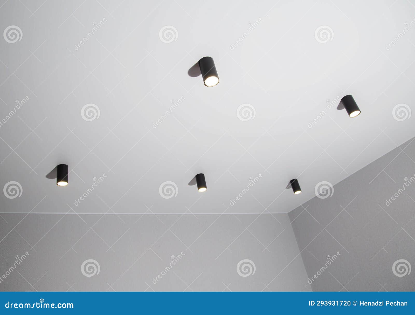 Modern Black LED Ceiling Lights in a Room on the Ceiling, Background ...