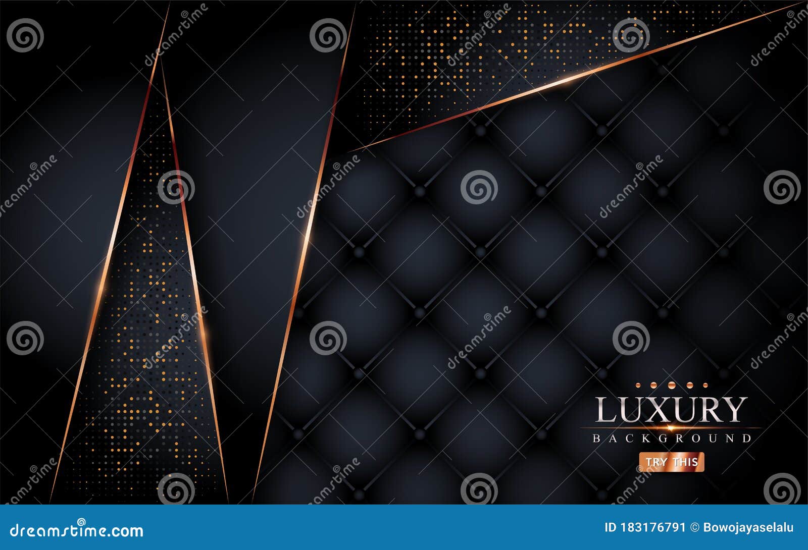 Modern Black Luxury Leather Background with Golden Lines Element ...