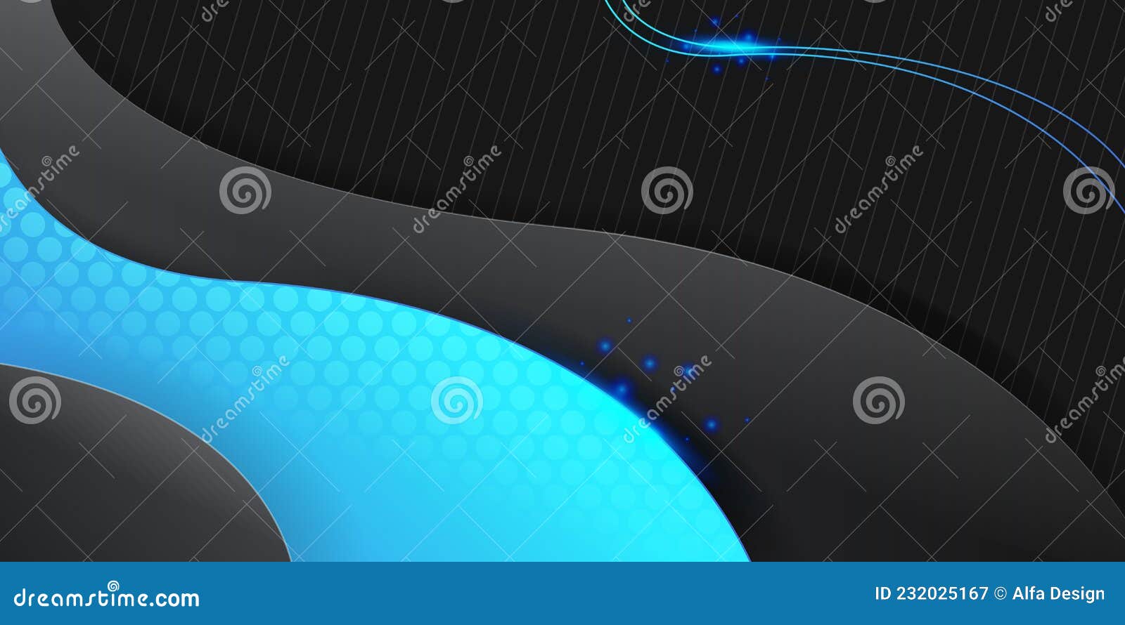 Modern Black Metallic Abstract Metal Background with Blue Wave Light ...