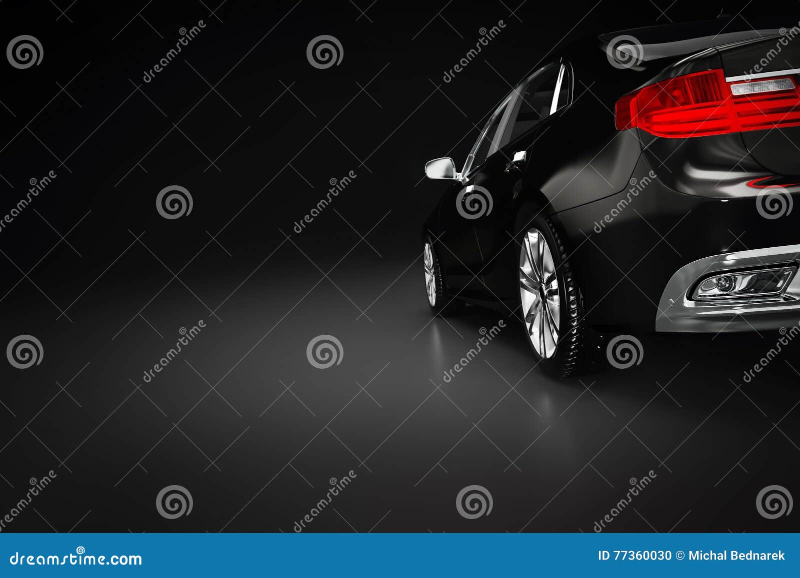 Modern Black Metallic Sedan Car in Spotlight. Generic Desing, Brandless ...