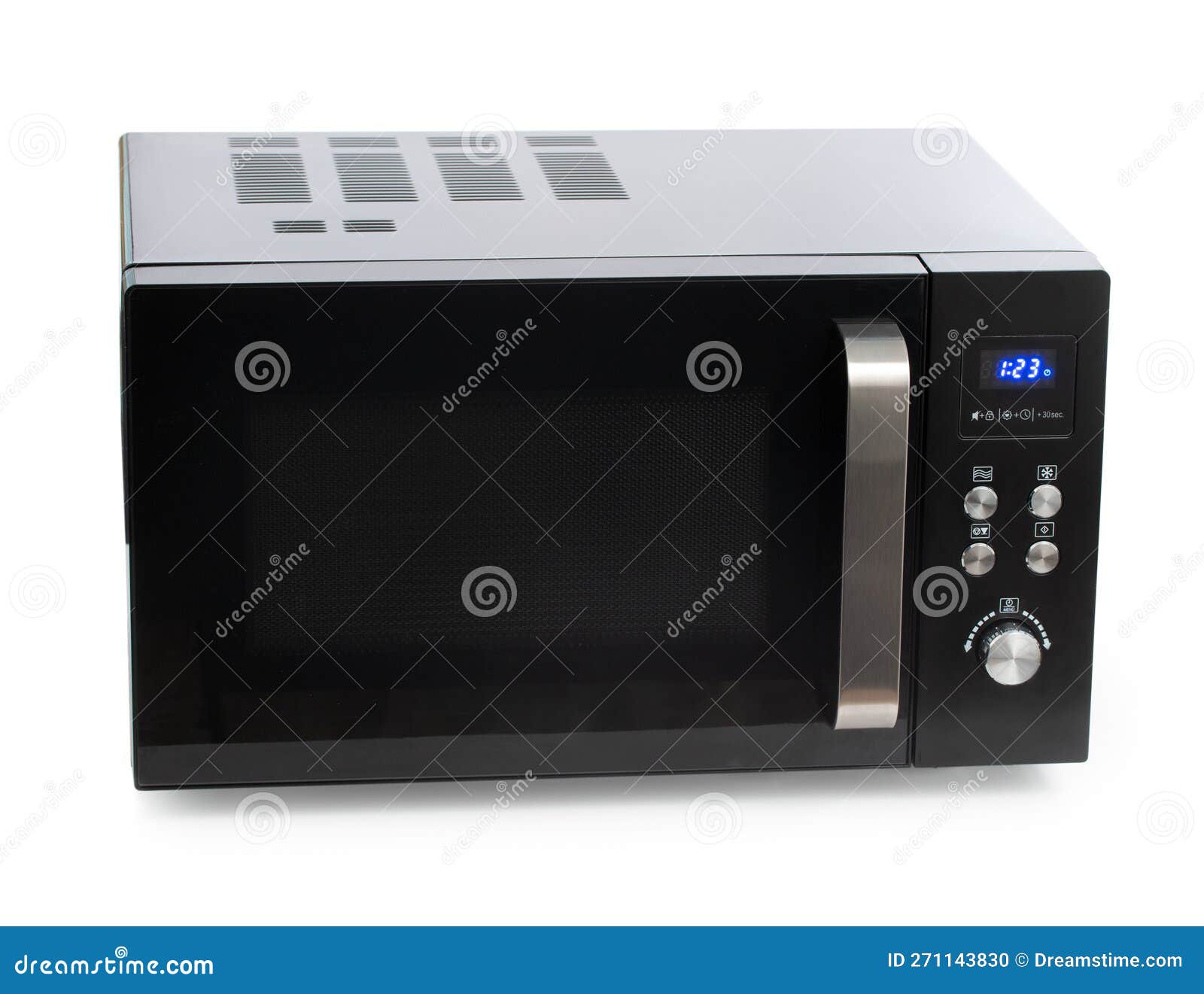 Modern Black Microwave Oven Isolated on White Background Stock Photo ...