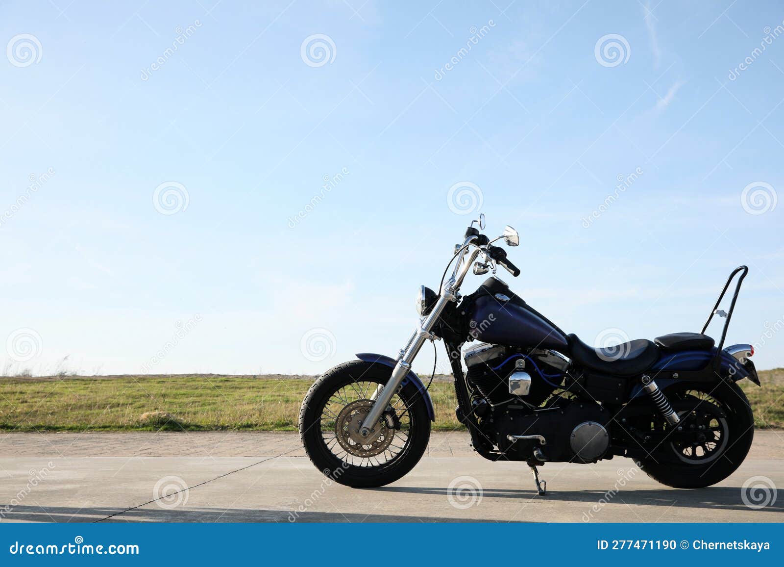 Modern Black Motorcycle on Sunny Day Outdoors Stock Photo - Image of ...