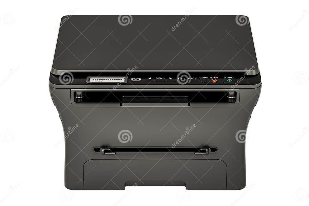 Modern Black Multifunction Printer MFP, 3D Rendering Stock Illustration ...