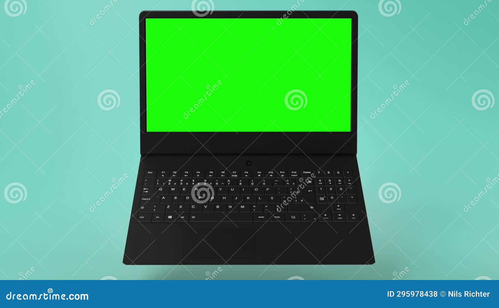 Modern, Black Notebook with Green Screen on Display for Mockups or App ...