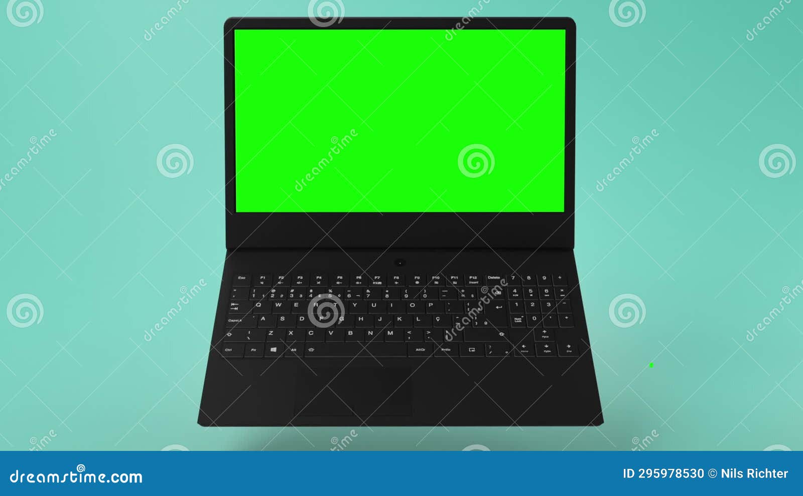 Modern, Black Notebook with Green Screen on Display for Mockups or App ...
