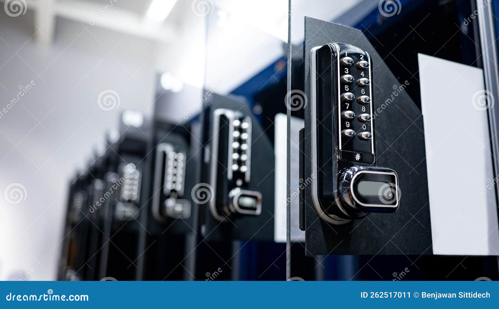 Modern Black Numeric Pad on Public Locker Stock Image - Image of ...