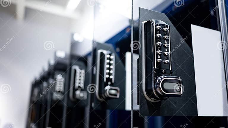 Modern Black Numeric Pad on Public Locker Stock Image - Image of ...