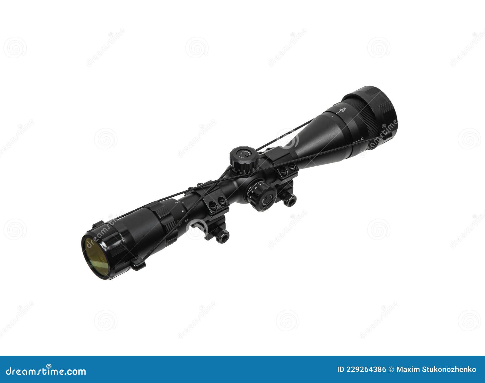 Modern Black Optical Scope for Weapon Isolated on Whited. Sight Scope ...