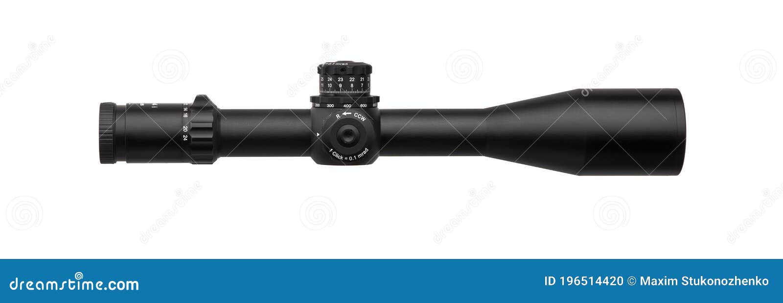 Modern Black Optical Scope for Weapon Isolated on Whited. Sight Scope ...