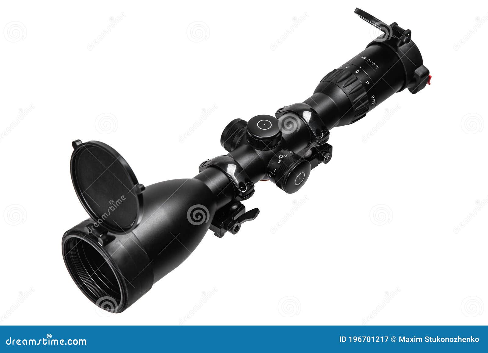 Modern Black Optical Scope for Weapon Isolated on Whited. Sight Scope ...