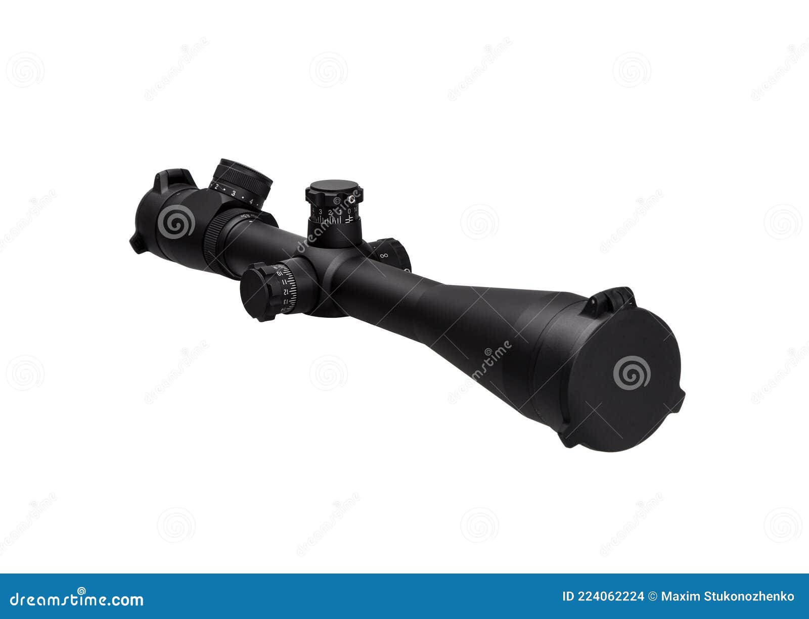 Modern Black Optical Scope for Weapon Isolated on Whited. Sight Scope ...