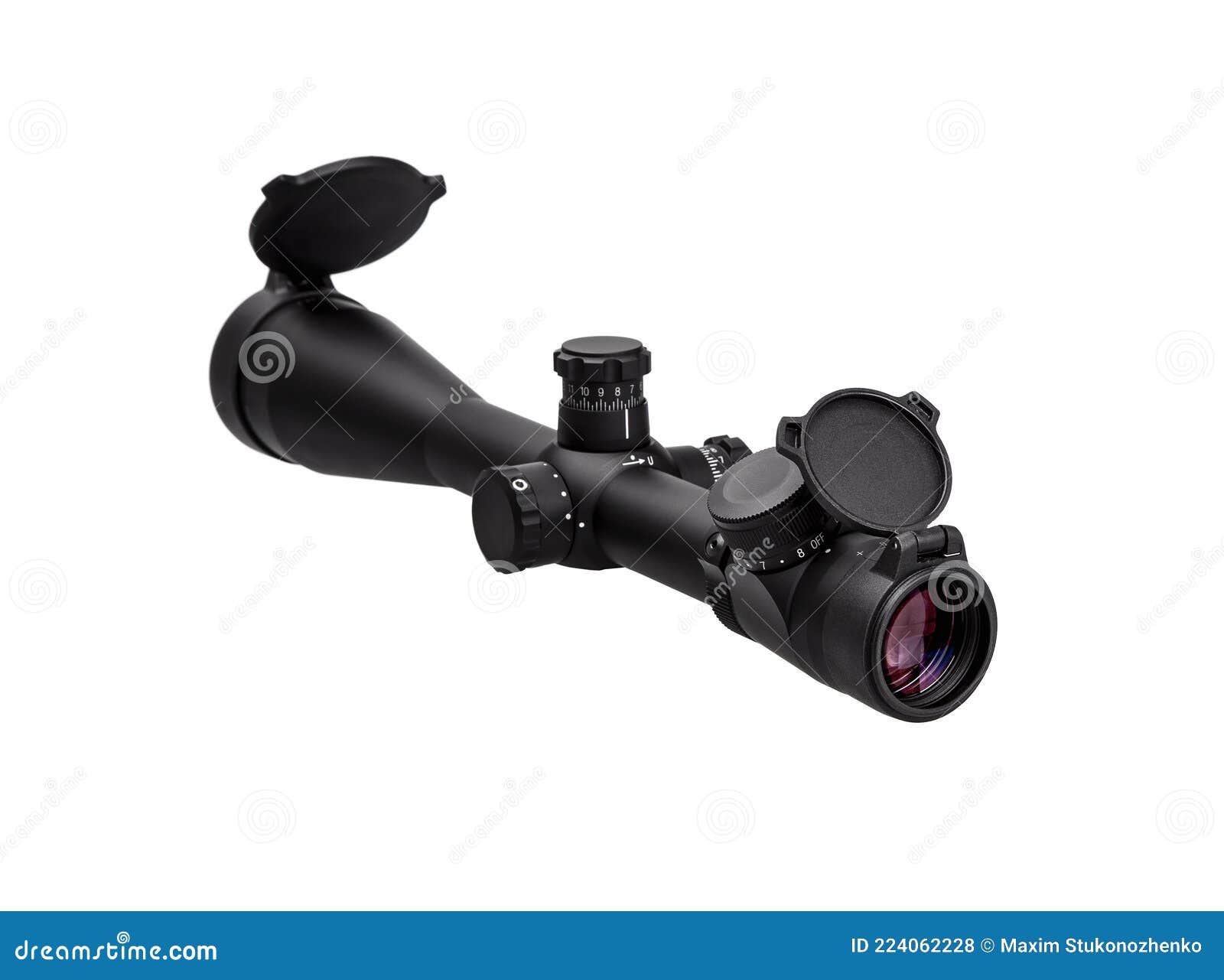 Modern Black Optical Scope for Weapon Isolated on Whited. Sight Scope ...