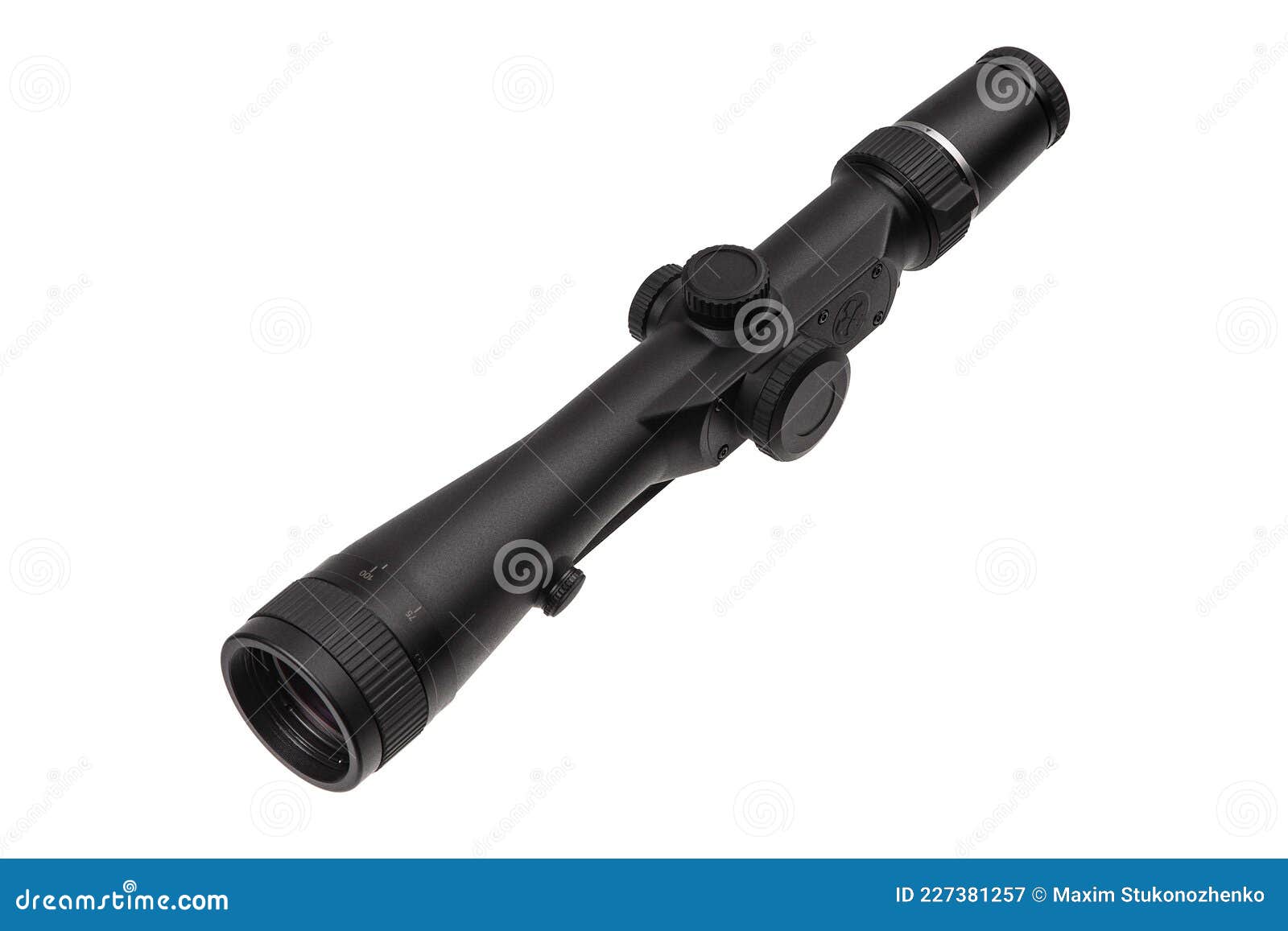 Modern Black Optical Scope for Weapon Isolated on Whited. Sight Scope ...
