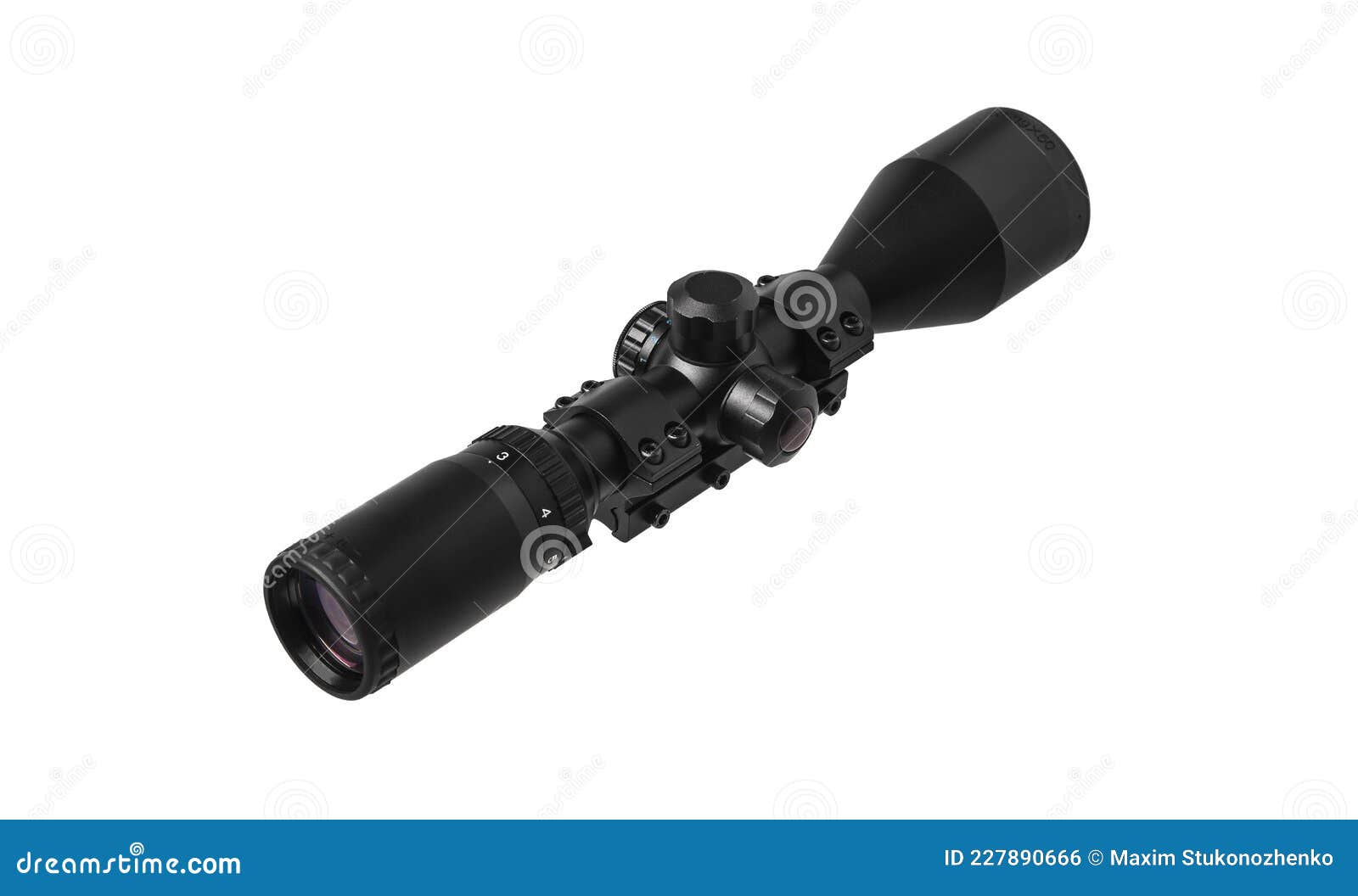 Modern Black Optical Scope for Weapon Isolated on Whited. Sight Scope ...