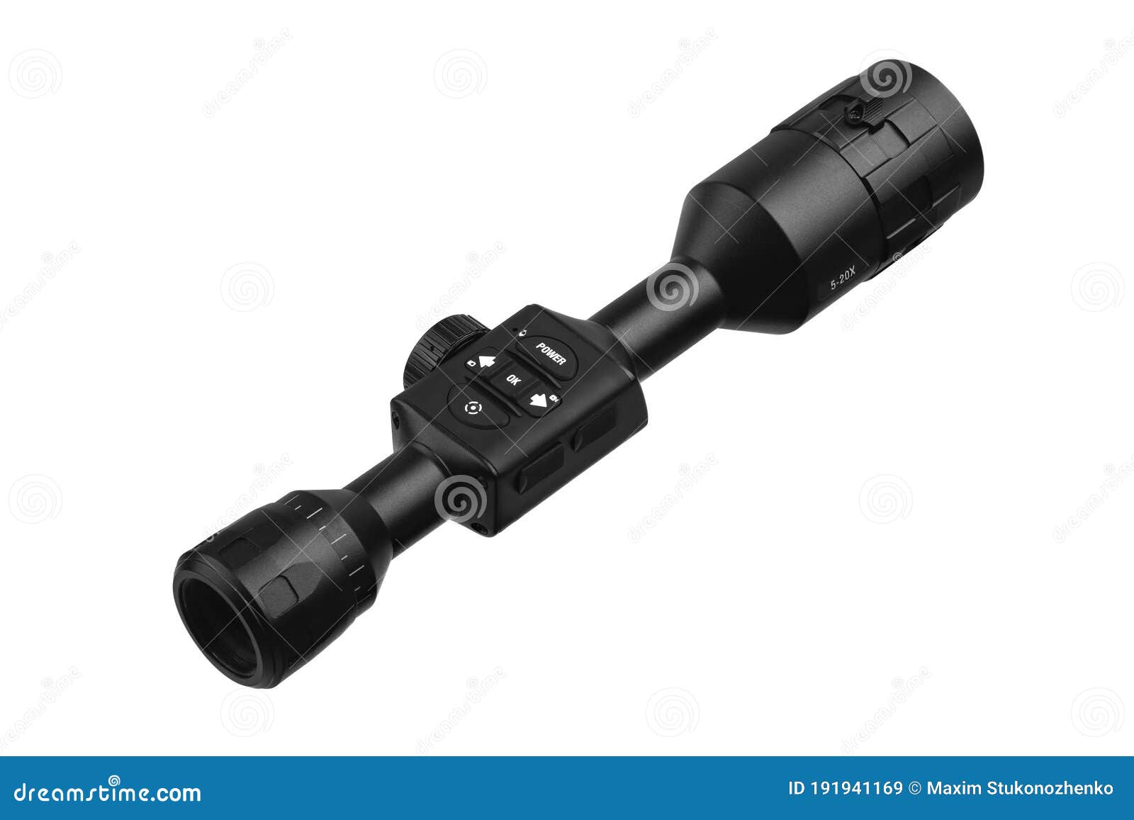 Modern Black Optical Scope for Weapon Isolated on Whited. Sight Scope ...