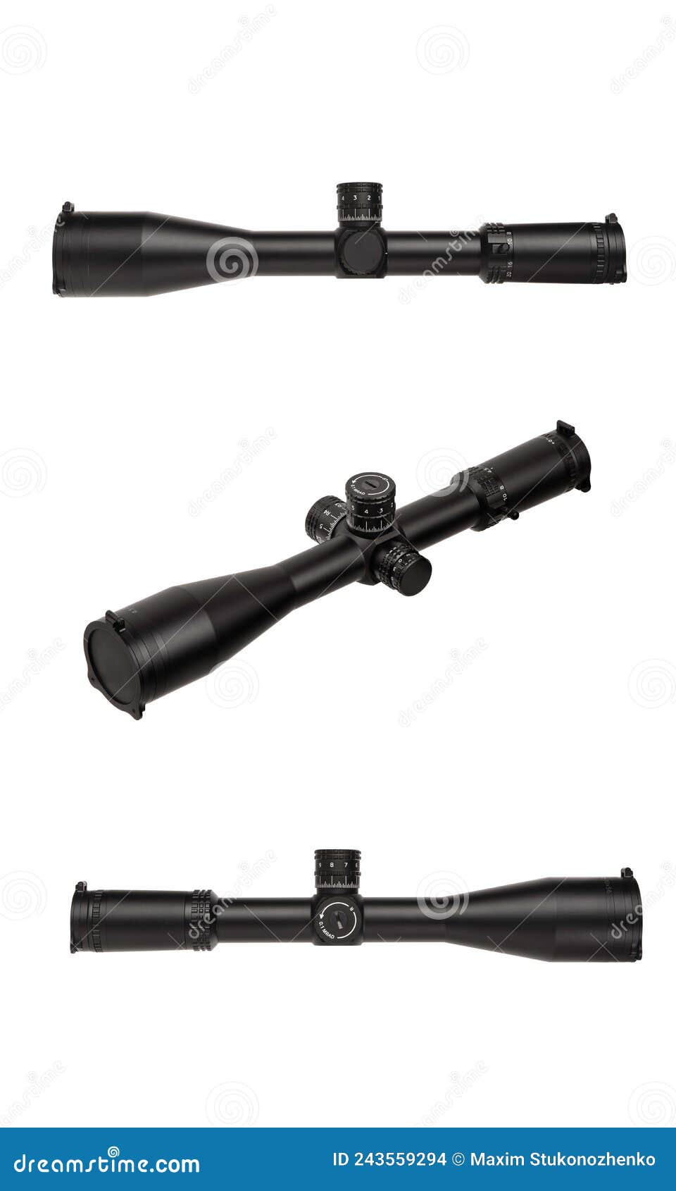 Modern Black Optical Sight. Optical Device for Aiming at Long Distances ...