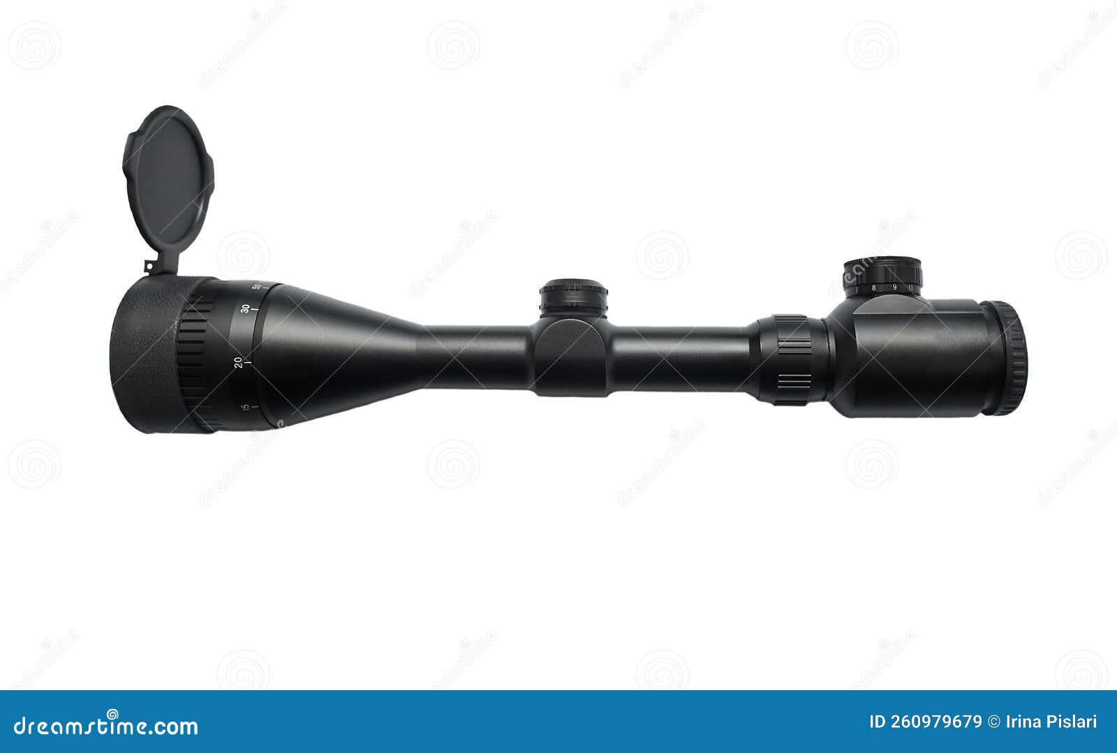 Modern Black Optical Sniper Scope for Weapon Isolated on White. Sight ...