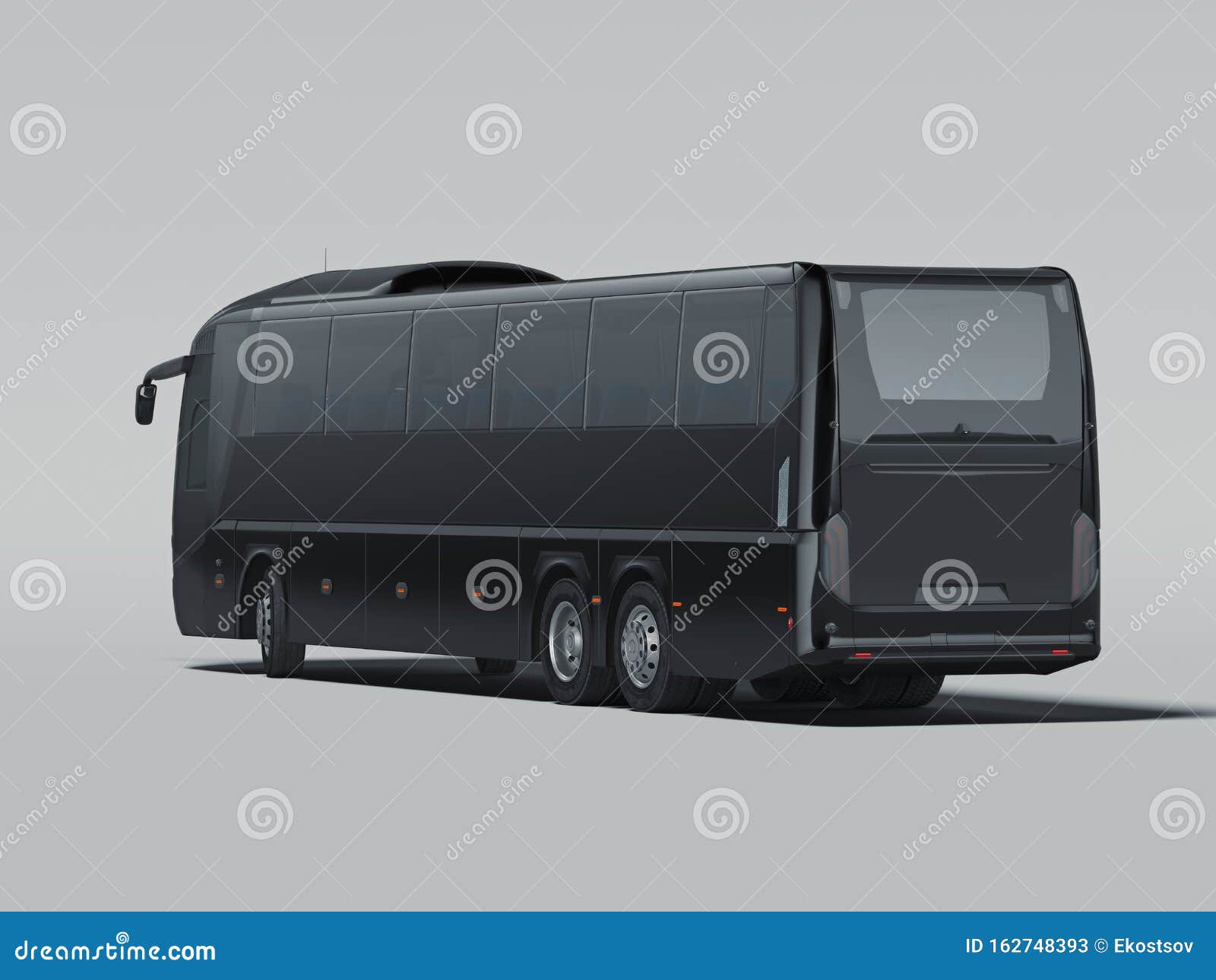 Modern Black Realistic Bus Isolated on Gray Background. 3d Rendering ...