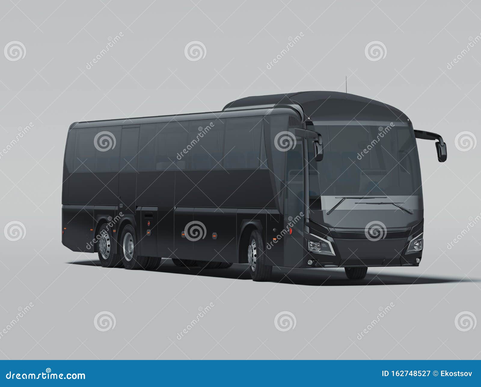 Modern Black Realistic Bus Isolated on Gray Background. 3d Rendering ...