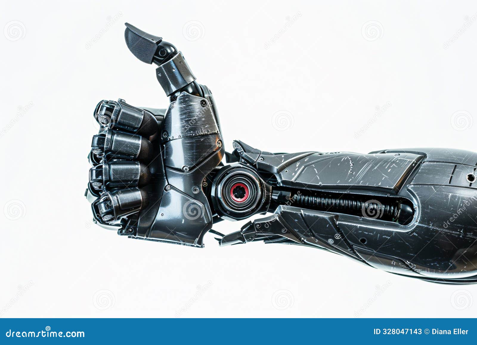 Modern Black Robotic Bionic Arm Thumbs Up Isolated on White Stock ...