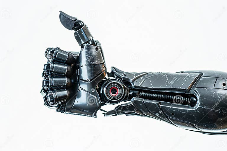 Modern Black Robotic Bionic Arm Thumbs Up Isolated on White Stock ...