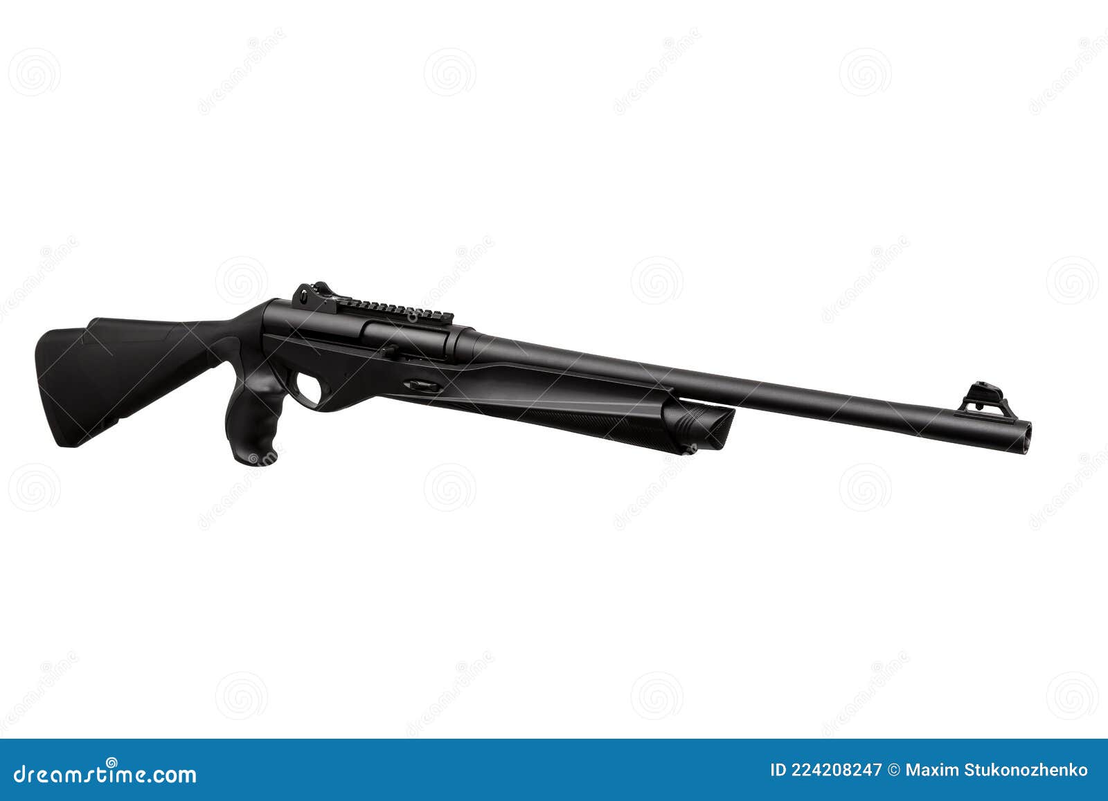 Modern Black Shotgun Isolate on White Background. Black Semi-automatic ...