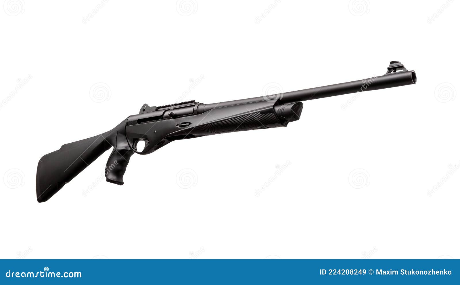 Modern Black Shotgun Isolate on White Background. Black Semi-automatic ...
