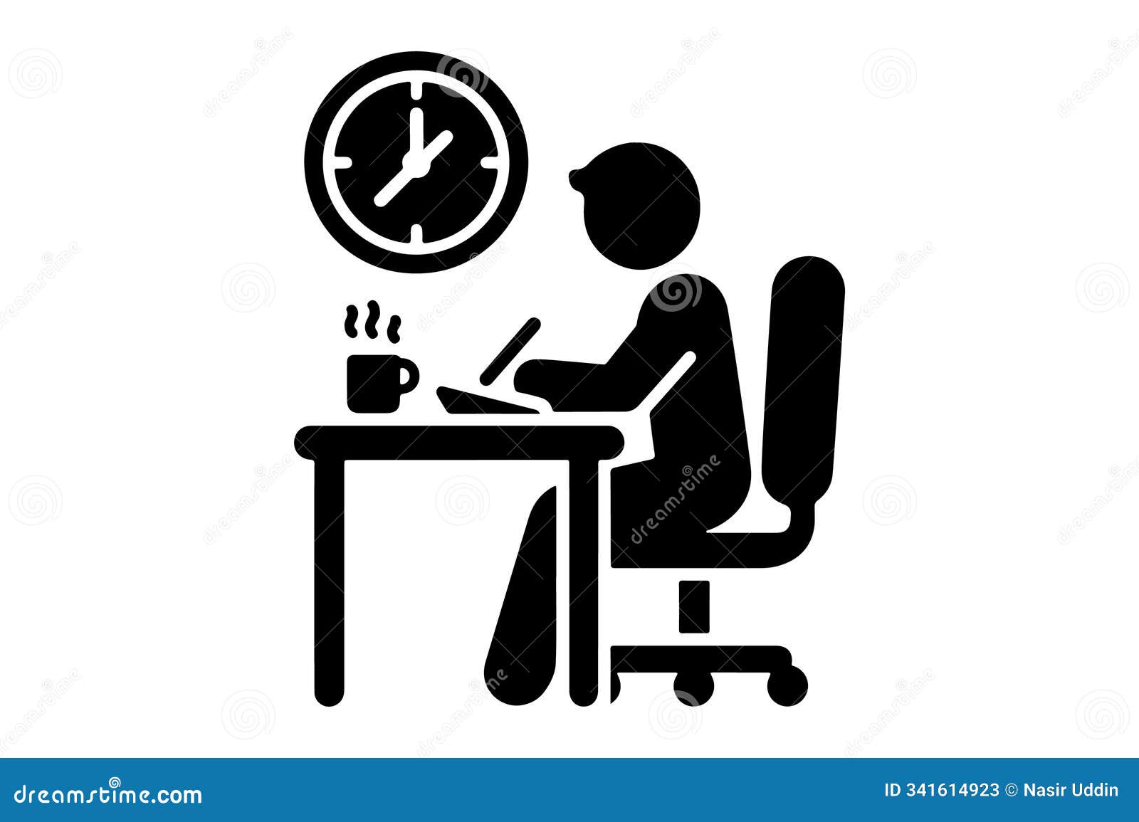 Modern Black Silhouette of Desk Work Icon for Office Projects Stock ...