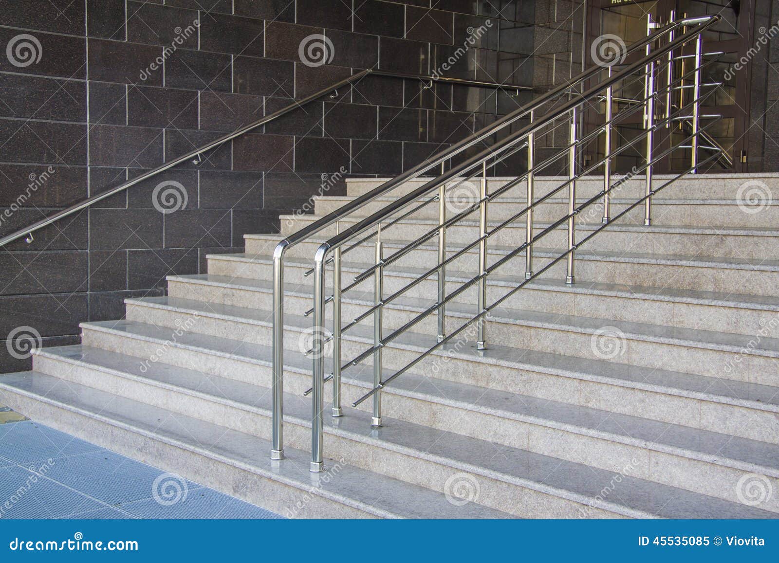 Modern Black Stairs and Metal Handrail Stock Image - Image of black ...